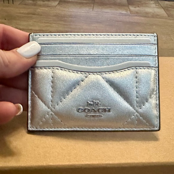 Coach | Accessories | Coach Slim Leather Id Card Case In Silver ...